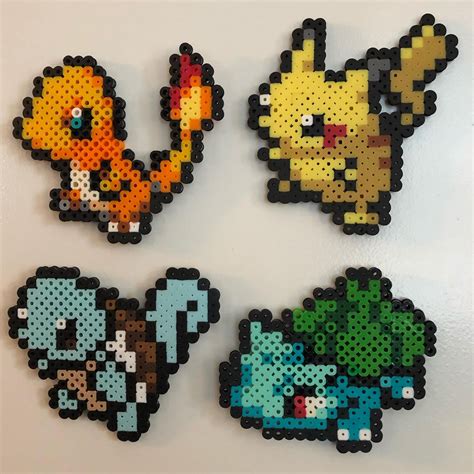 Pikachu Chamander Squirtle Bulbasaur Perler Bead Etsy Manualidades