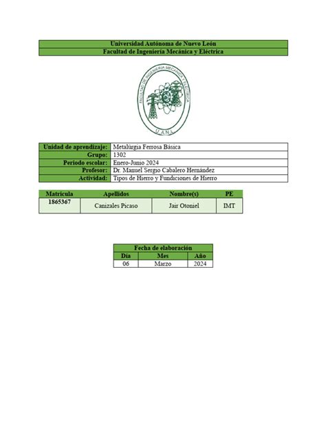 Tipos De Fundiciones De Hierro Pdf Hierro Fundido Hierro