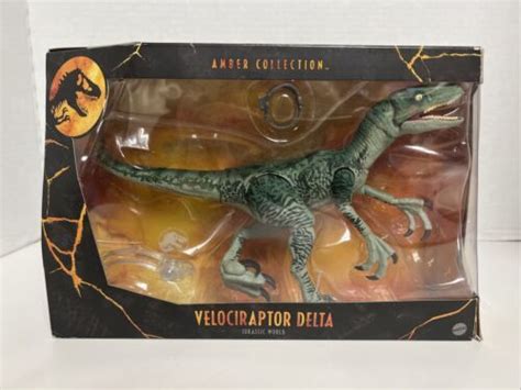Jurassic World Amber Collection Velociraptor Delta Dinosaur Figure