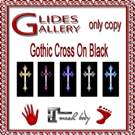 Second Life Marketplace Gothic Cross On Black Maitreya Nails Hud