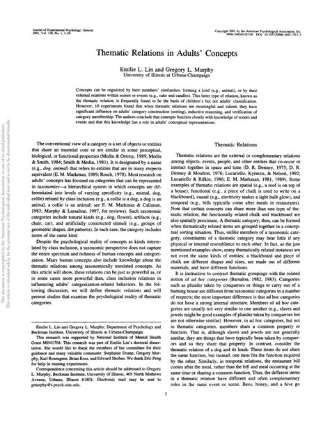 Thematic Relations In Adults Concepts