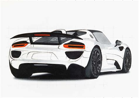 How To Draw A Porsche 918 Spyder Easy Step By Step Tutorial