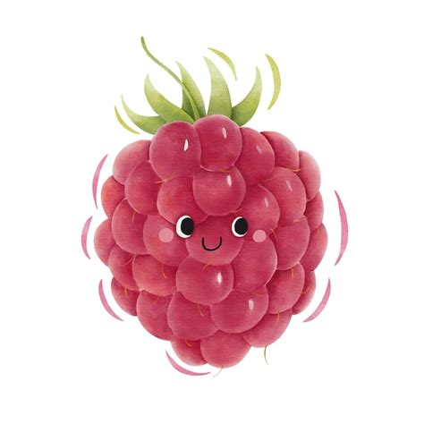 Premium Vector Watercolor Cute Raspberry Cartoon Character