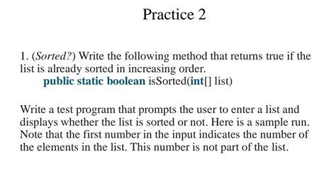 Solved Practice 2 1 Sorted Write The Following Method