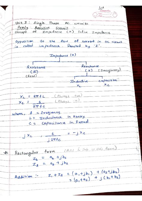 Bee Unit 3 Handwritten Notes On Single Phase Ac Circuits Studocu