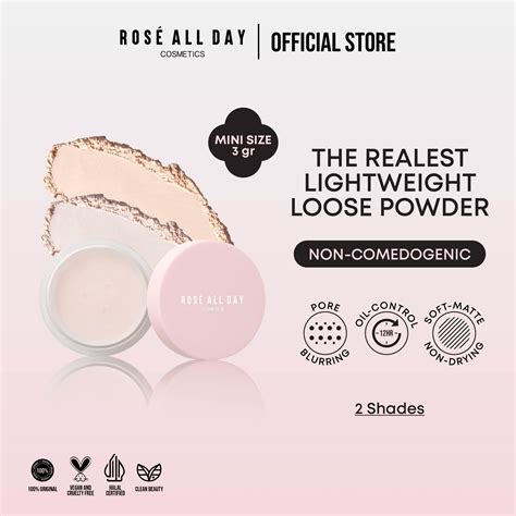 The Realest Lightweight Loose Powder Mini Rosé All Day Cosmetics