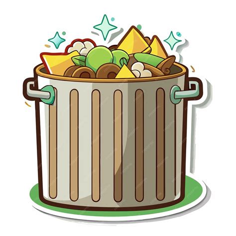 Trash In Garbage Can Cartoon Sticker Design 16 Premium Ai Generated