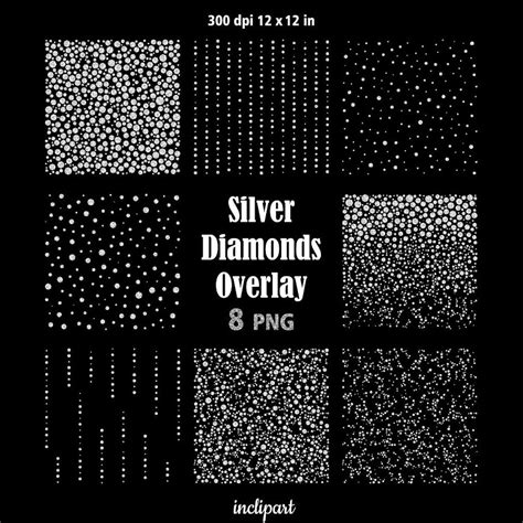 Diamond Overlay Clipart Silver Diamond Rhinestone Overlay Etsy Uk