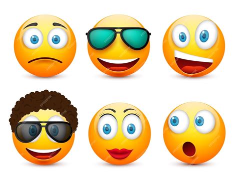 Premium Vector Emoji Emoticon Set Yellow Face With Emotions Mood