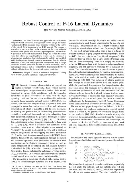 Pdf Robust Control Of F 16 Lateral Dynamics