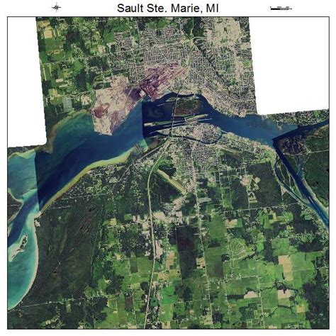 Aerial Photography Map Of Sault Ste Marie Mi Michigan