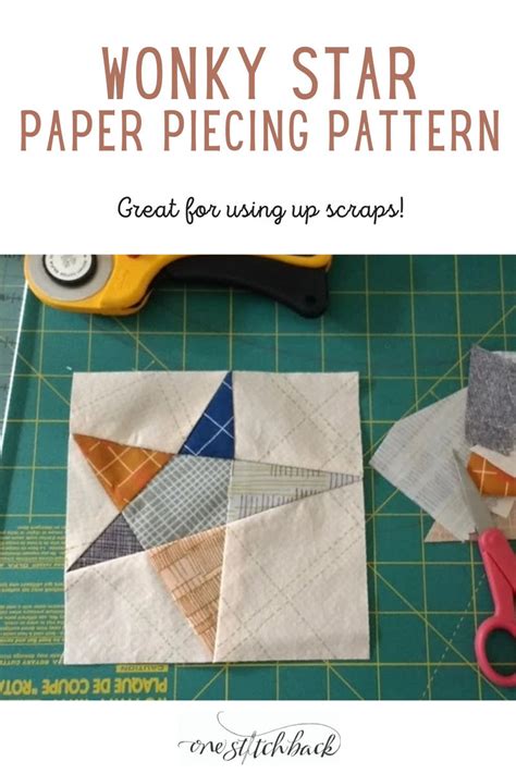 Wonky Star Paper Piecing Pattern One Stitch Back