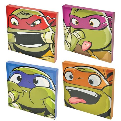 Teenage Mutant Ninja Turtles 4 Pc Canvas Wall Art Set Multicolor