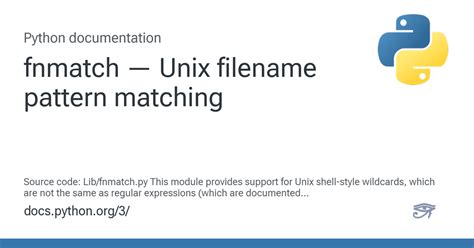 Fnmatch Unix Filename Pattern Matching Python Documentation