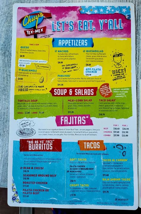 Chuys Menu Updated October 2025