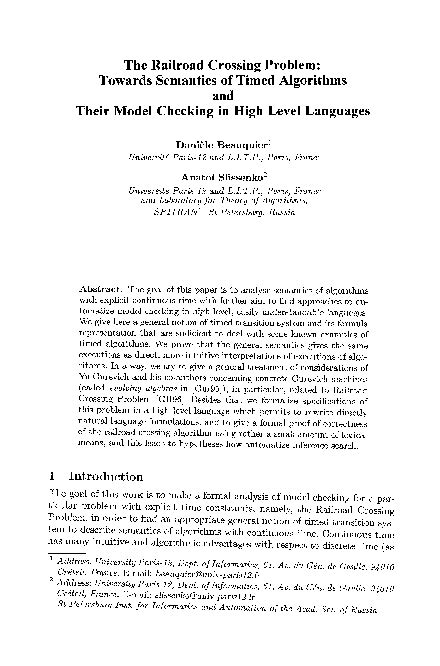 Pdf The Railroad Crossing Problem Towards Semantics Of Timed