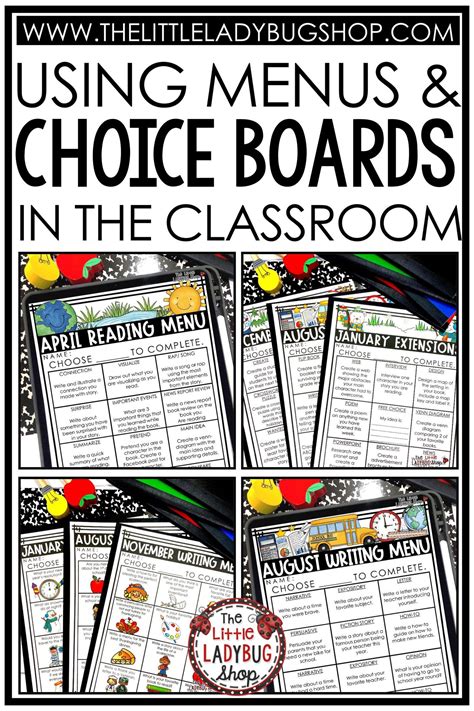 Using Choice Boards Menus In The Classroom Artofit