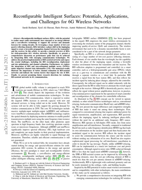 10reconfigurable Intelligent Surfaces Potentials Applications Pdf