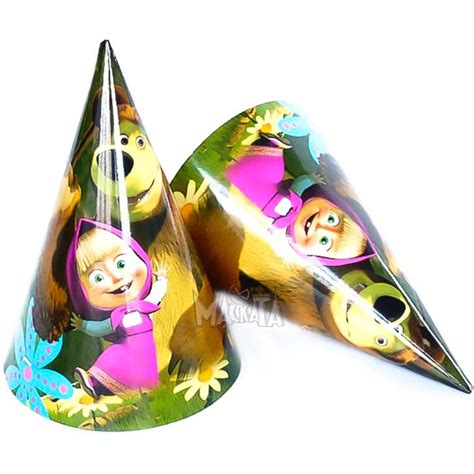 Парти шапка с Маша и Мечока 5бр Zabavabg