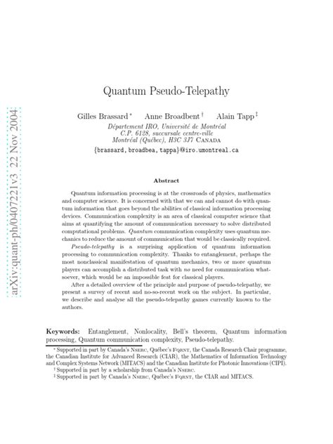 Quantum Pseudo Telepathy Download Free Pdf Uncertainty Principle