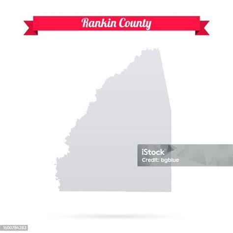 Rankin County Mississippi Map On White Background With Red Banner Stock