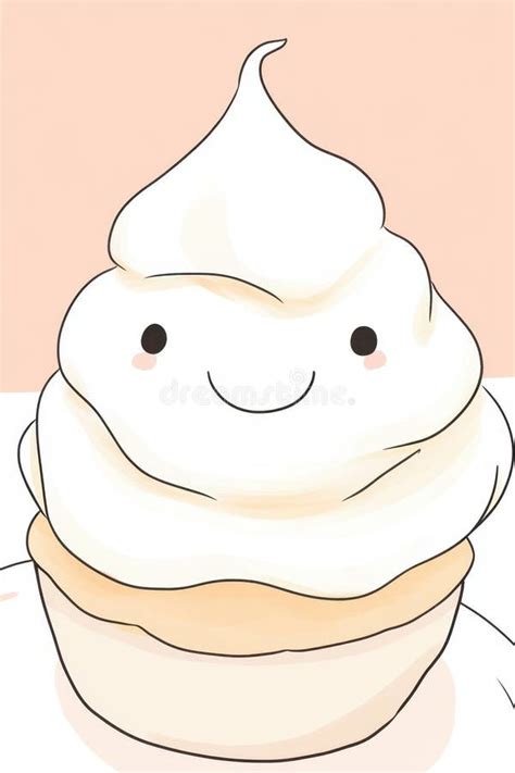Cute Ice Cream With Smile In Pastel Colors Stock Illustration