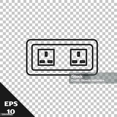 검은 선 투명 한 배경에 격리 된 전기 콘센트 아이콘입니다 전원 소켓 로제트 기호입니다 벡터 일러스트레이션 0명에 대한 스톡 벡터 아트 및 기타 이미지 Istock