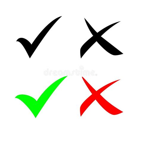 Check Mark Vector Tick Icon Set In Green And Red Color Vector Illustration Stock Vector