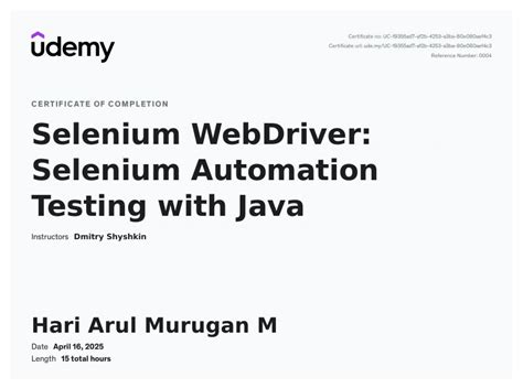 Selenium Automationtesting Qualityengineering Testng Hari Arul Murugan M