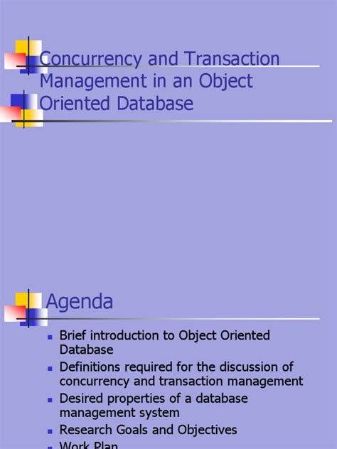 Concurrency And Transaction Management In An Object Oriented Database Pdf Databases