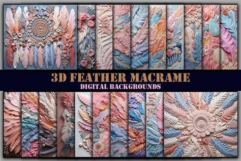 Feather Macrame Background Bundle Graphic By Glamour · Creative Fabrica