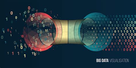 미래 지향적 인 동위원소 금융 거래 빅 데이터 분석 추상 정보 스트림 깔때기입니다 다채로운 기하학적 배열 시각화 디자인에 대한