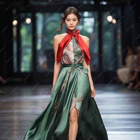 Premium Ai Image A Chinese Model Walks On The Runway In A Fashion Show