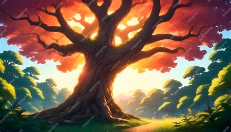 Free Photo Anime Tree Illustration