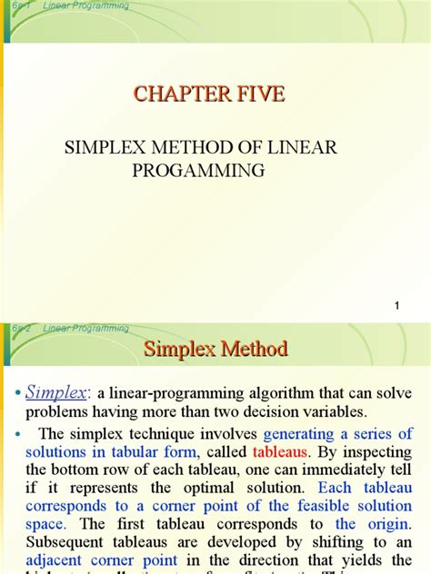 Linear Programming Simplex Method Pdf Linear Programming