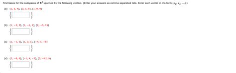 solved find bases for the subspaces of r3 spanned by the