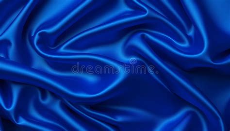 Elegant Flowing Royal Blue Satin Fabric Background Stock Illustration