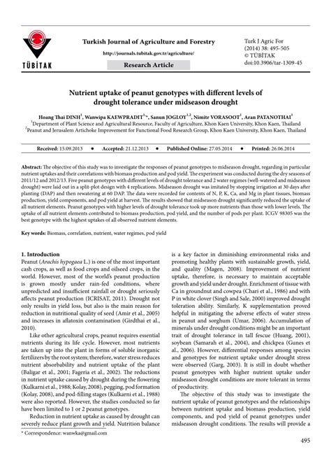 Pdf Turkish Journal Of Agriculture And Forestry Nutrient Uptake Of
