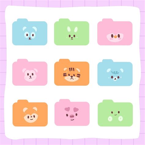 Premium Vector Cute Set Document Folder Icon Symbol