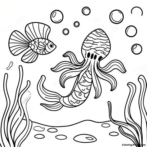 Colorful Seaweed Underwater Scene Coloring Page Coloring