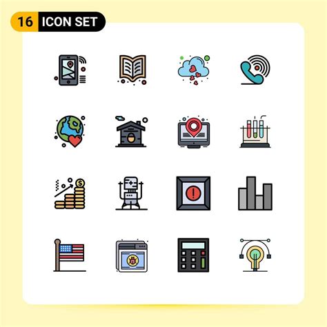 16 Thematic Vector Flat Color Filled Lines And Editable Symbols Of Signals Receiver Reading
