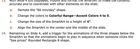 SOLVED A Demote The Min Day Shape B Change The Colors To Colorful Range Accent Colors