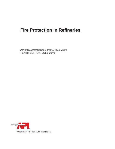 Api Rp 2001 Tenth Edition Pdf Fire Protection In Refineries