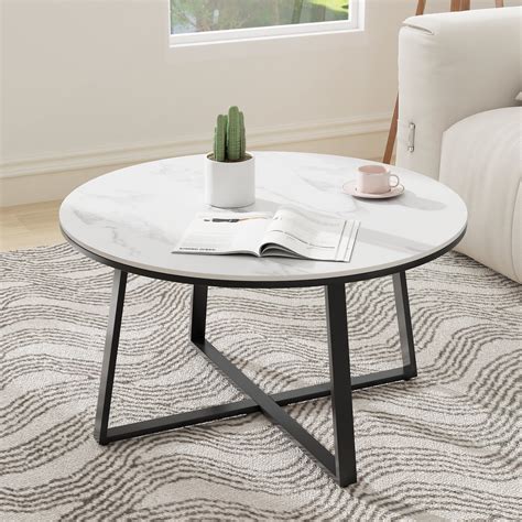 Elegant Round Coffee Table Marble Style Meets Durability For Your