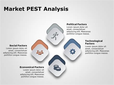 Gradient Diamond Pest Analysis Diagram With Icon Highlights Powerpoint