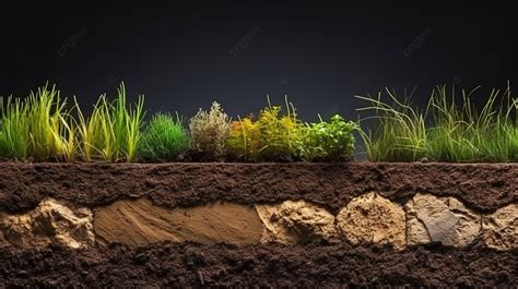 Illustration Depicting Soil Layers Showcasing Grass Earth Texture