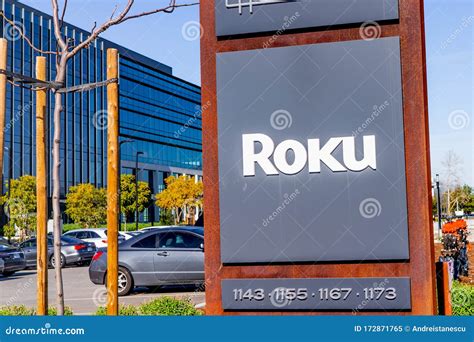 Feb 12 2020 San Jose Ca Usa Roku Logo At Their Hq In Silicon