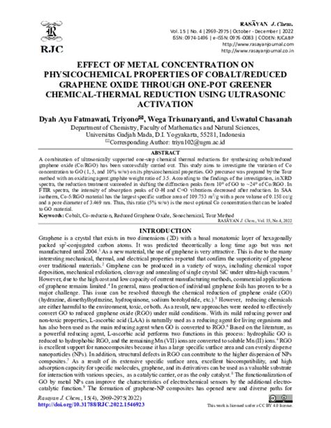 Pdf Effect Of Metal Concentration On Physicochemical Properties Of