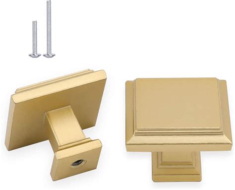 Haliwu 10 Pack Matte Gold Cabinet Knobs Kitchen Cabinet Knobs Square
