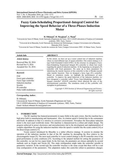 fuzzy gain scheduling proportional integral control for improving the